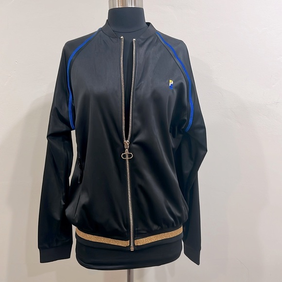 P.E Nation | Jackets & Coats | Pe Nation Black Bomber Jacket W Bluegold ...